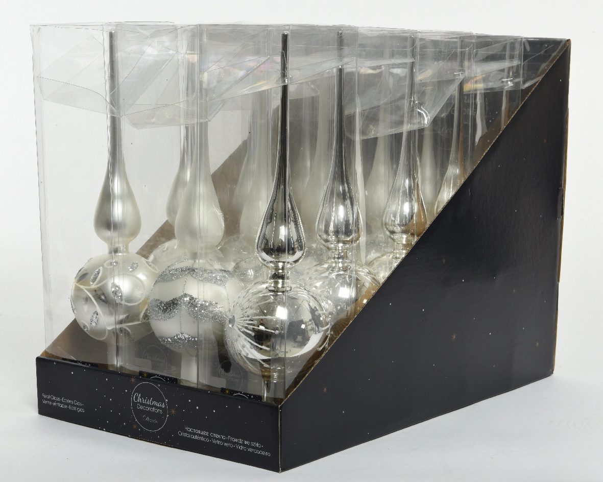 DECORIS Piek glas d8h31cm wit/zilver a3 - GroenRijk Beneden Leeuwen ...